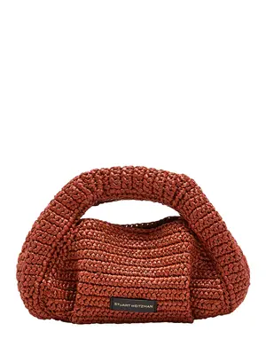 STUART WEITZMAN Stuart Weitzman The Moda Mini Raffia Bag Terracotta Dark B