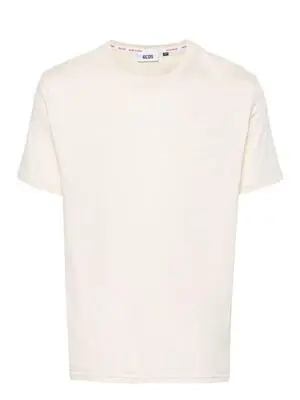 Gcds Logo-embroidered Cotton T-shirt - Neutrals