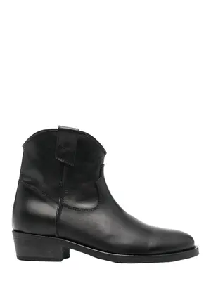VIA ROMA 15 Leather Cowboy Ankle Boots - Black