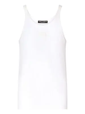 Dolce & Gabbana Logo-plaque Ribbed Tank Top - White