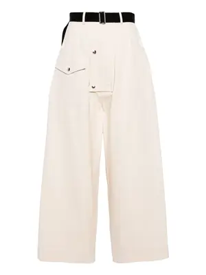Plan C High-waist Wide-leg Trousers - Neutrals
