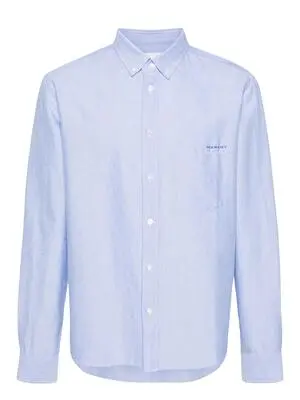 MARANT Jasolo Logo-embroidered Cotton Shirt - Blue