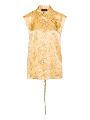 Fabiana Filippi Floral-print Silk Top - Yellow