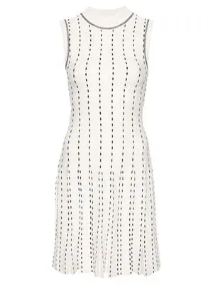 Simkhai Contrast-stitch Pleated Minidress - White