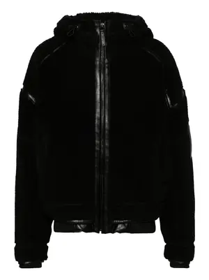 JUUN.J Faux-shearling Hooded Jacket - Black