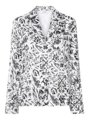 Off-White Floral-print Satin Shirt - White