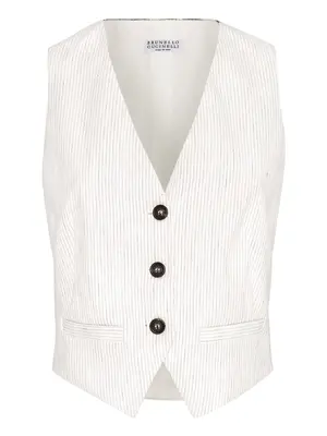 Brunello Cucinelli Pinstripe Waistcoat - White