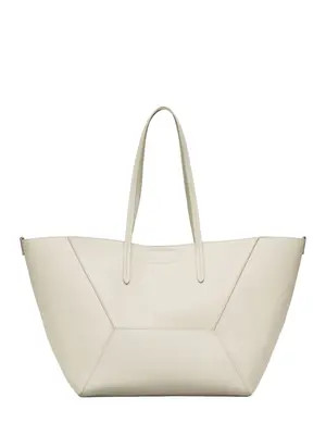 Brunello Cucinelli Tote Bag With Monili Chain Detail - White