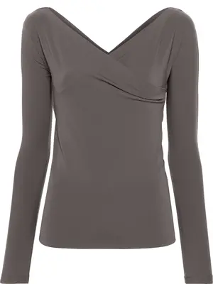 Fabiana Filippi Asymmetric Neck Layered Blouse - Grey