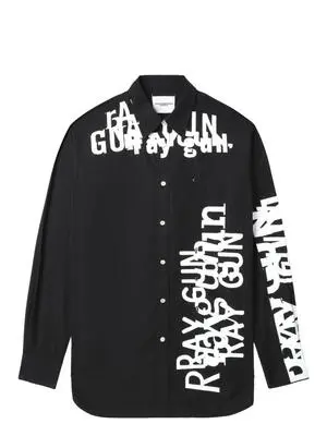 TAKAHIROMIYASHITA THESOLOIST. Graphic Letter-print Two-tone Shirt - Black