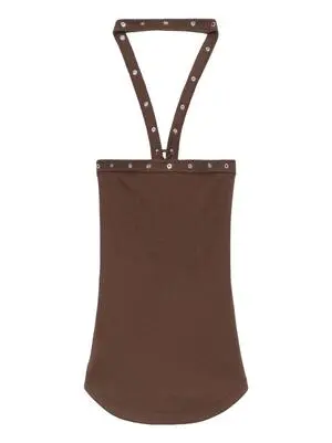 Attico Eyelet-detail Cotton Tank Top - Brown