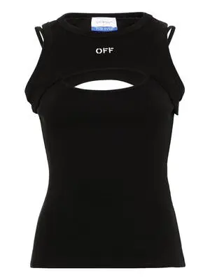 Off-White Logo-embroidered Tank Top - Black