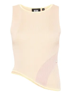 Gcds Comma Asymmetric Ribbed Top - Pink