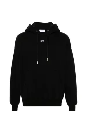 Off-White Arrows-embroidered Cotton Hoodie - Black