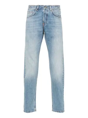 Eleventy Distressed Tapered-leg Jeans - Blue