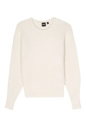 BOSS Logo-lettering Chunky-knit Jumper - Neutrals