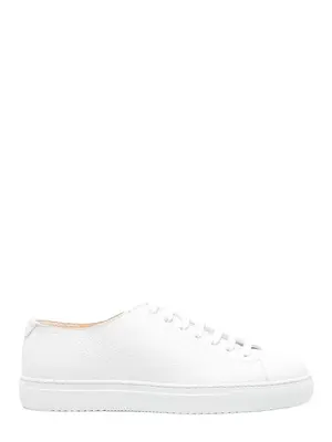 DOUCAL'S Grained Leather Lace-up Sneakers - White