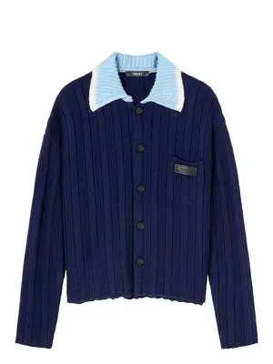 VERSACE Contrasting Collar Knitted Shirt