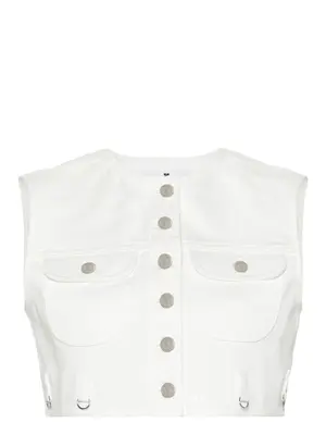 COURREGES Cropped Denim Vest - White