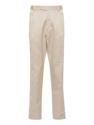 Brioni Slim-fit Cotton Tailored Trousers - Brown