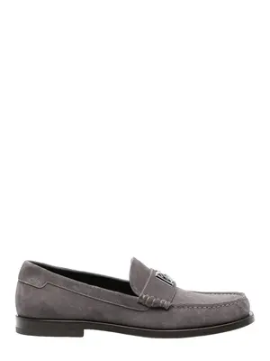 Dolce & Gabbana Logo-plaque Suede Loafers - Grey