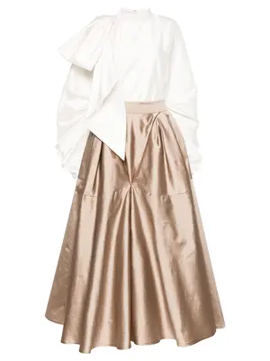 GABY CHARBACHY Satin Flared Skirt Set - Brown
