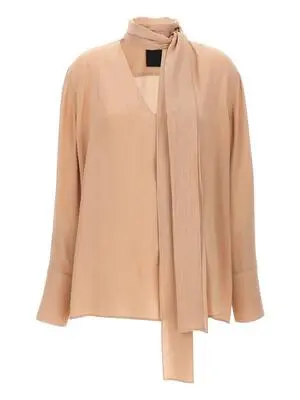 Givenchy Silk Pussy Bow Blouse - Beige