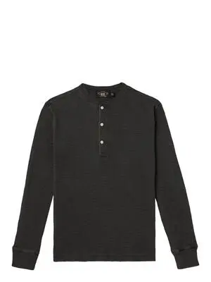 Ralph Lauren Slim-fit Textured-cotton Henley T-shirt - Black