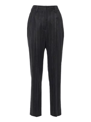 BLAZÉ MILANO Banker Pinstripe Wool Pants - Grey
