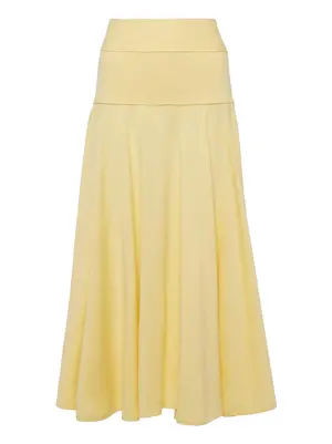 Plan C Pleated Knit Midi Skirt - Yellow