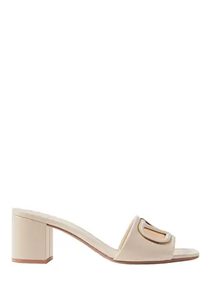 Valentino Garavani Vlogo 60 Embellished Leather Mules - White