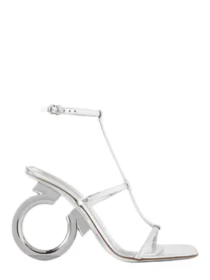 SALVATORE FERRAGAMO Ferragamo Elina Logo-detailed Metallic Leather Sandals