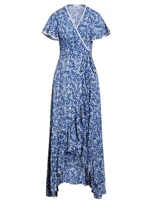 Poupette St Barth POUPETTE ST BARTH Floral-Print Midi Wrap Dress Navy