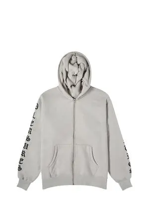 PLEASURES Full Zip Up Hoodie - Grey