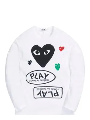 Play Comme Des Garcon Multi Logo Long-sleeve Tee - White