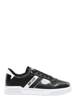 Just Cavalli Logo-print Panelled Leather Sneakers - Black