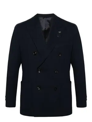 LARDINI Double-breasted Wool Blazer - Blue