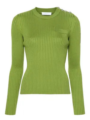 Rabanne Crew-neck Ribbed-knit Top - Green