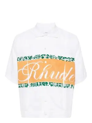 Rhude Logo-print Chambray Shirt - Neutrals