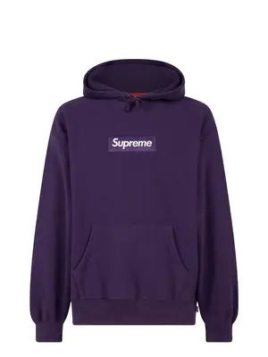 Supreme Box Logo Cotton Hoodie Purple
