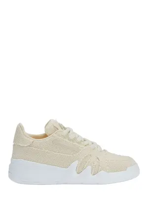 GIUSEPPE ZANOTTI Talon Frayed-edge Lace-up Low-top Sneakers - Neutrals