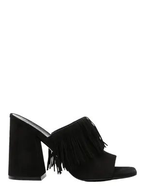 STUART WEITZMAN 100mm Tia Fringe Sandals - Black