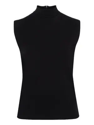 Plan C Mock-neck Jersey Tank Top - Black