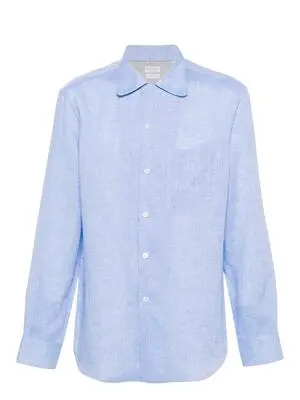 Brunello Cucinelli Linen Classic-collar Shirt - Blue