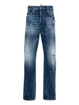 Dsquared2 642 Distressed Straight-leg Jeans - Blue