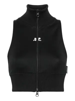 COURREGES Zip-up Cropped Vest - Black