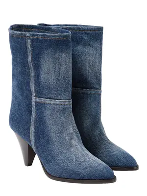 Isabel Marant Rouxa Denim Ankle Boots - Blue