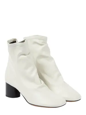 Isabel Marant Laeden Leather Ankle Boots - White