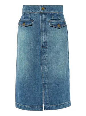 FRAME The Vent Front High-rise Denim Midi Skirt - Blue