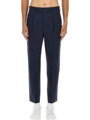 Paul Smith Wool Blend Flat Front Trousers - Blue